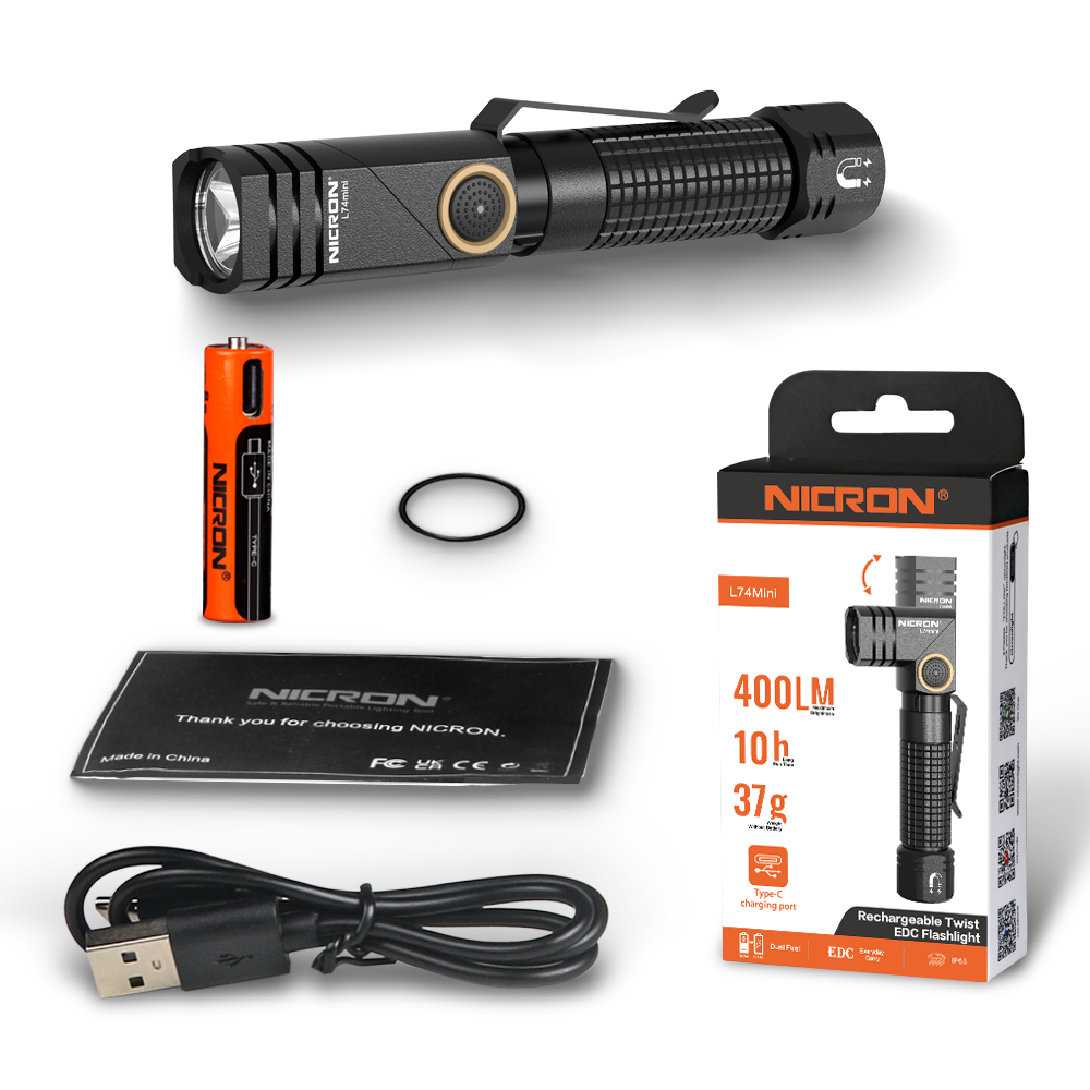 Nicron L74mini EDC Rechargeable Pocket Twist Flashlight – Nicron Store