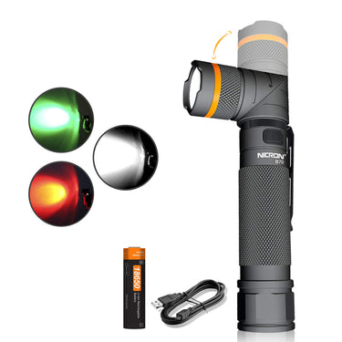 NICRON B70 Rechargeable Twist flashlight with extra red and green ligh ...